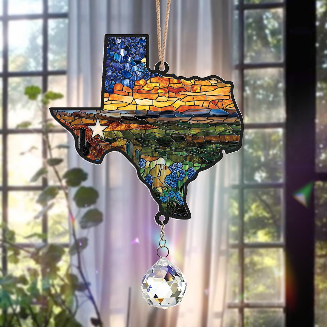 Texas Suncatcher Hanging Crystal Prism, Acrylic Window Decor ...