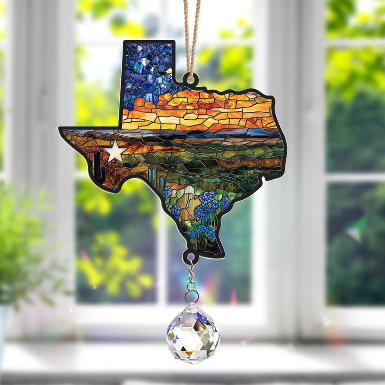 Texas Suncatcher Hanging Crystal Prism, Acrylic Window Decor ...