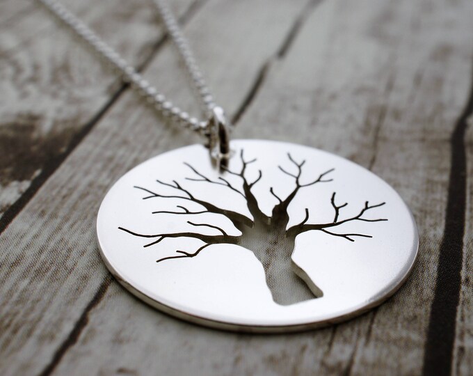 Sturdy Oak Tree Pendant Woodland Jewelry in Sterling Silver - Etsy