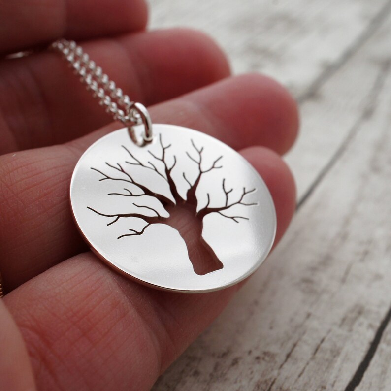 Sturdy Oak Tree Pendant Woodland Jewelry in Sterling Silver | Etsy