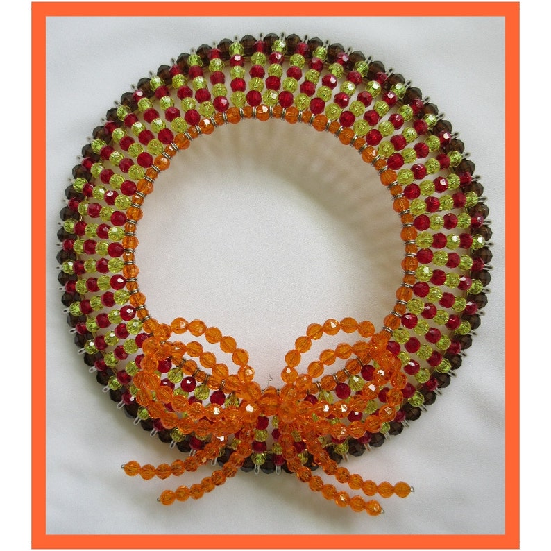 Autumn Beaded Wreath Safety Pin and Beading Pattern / Tutorial PDF Step ...