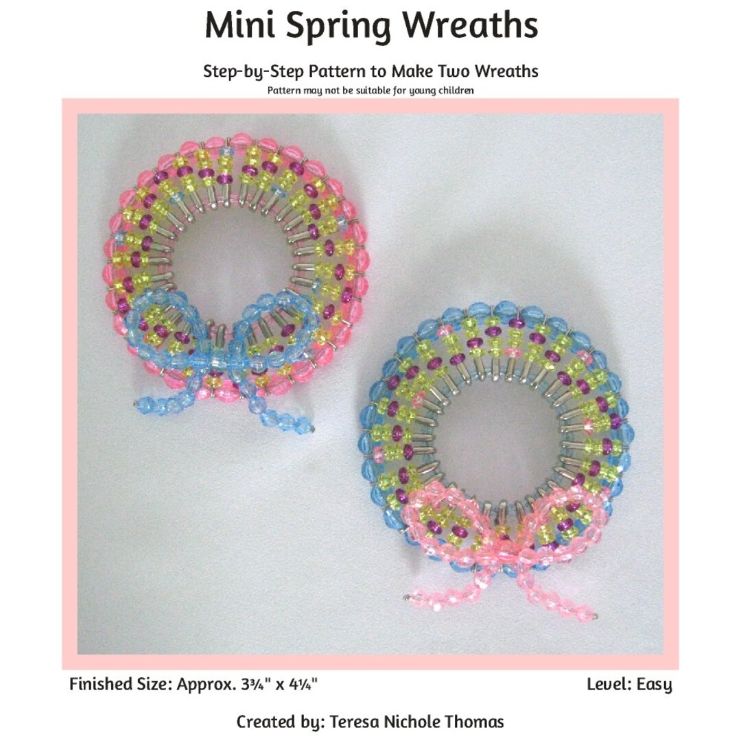 Mini Spring Wreaths Safety Pin and Beading Pattern / Tutorial PDF Step ...