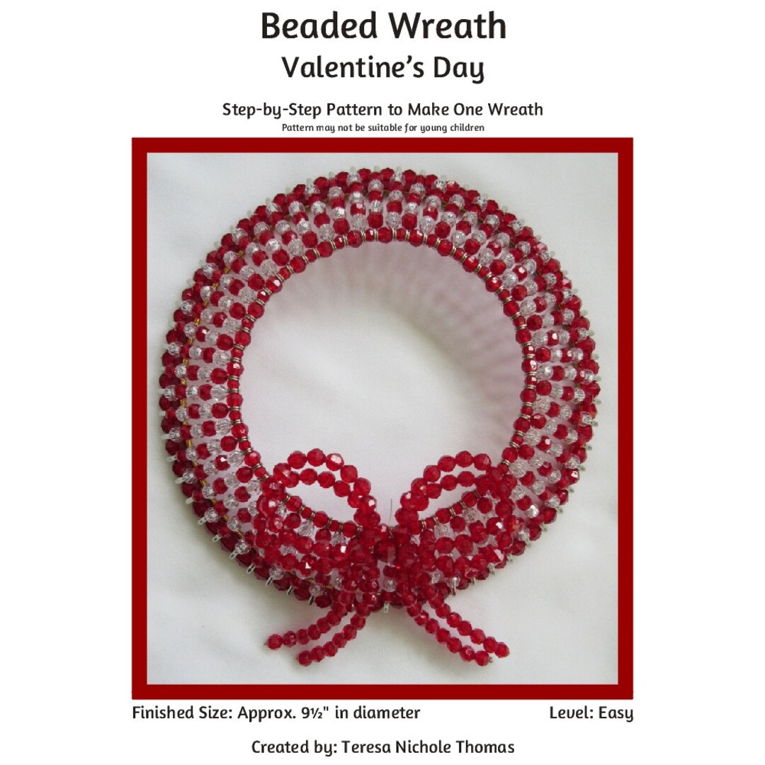 Valentine's Day Beaded Wreath Safety Pin and Beading Pattern / Tutorial ...
