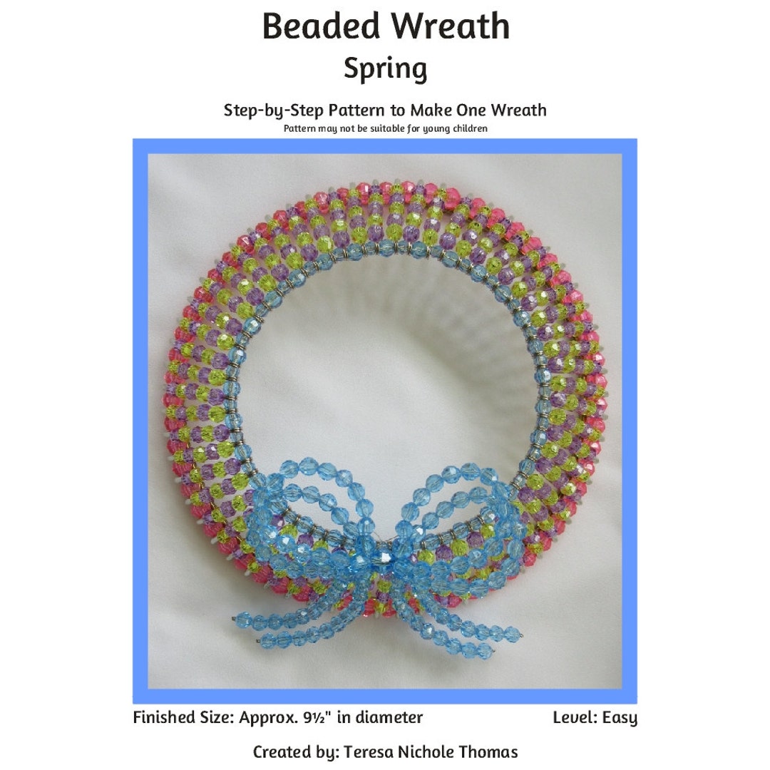 Spring Beaded Wreath Safety Pin and Beading Pattern / Tutorial PDF Step ...