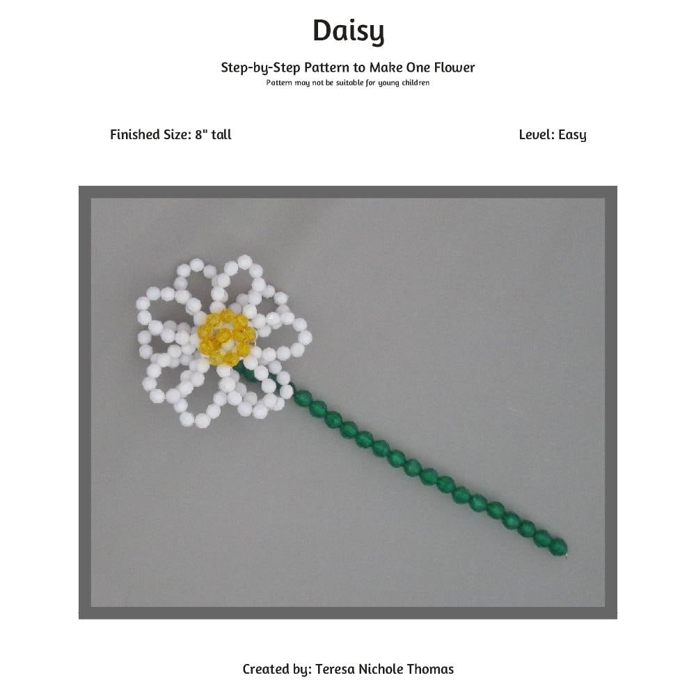 Daisy Flower Beading Pattern (8" Tall) / Tutorial PDF Step-by-step ...