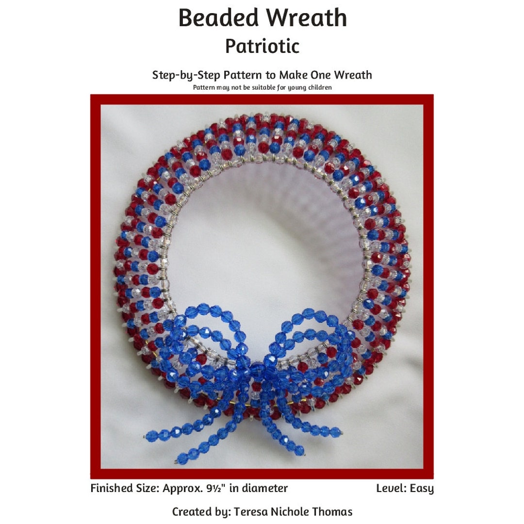 Patriotic Beaded Wreath Safety Pin and Beading Pattern / Tutorial PDF ...