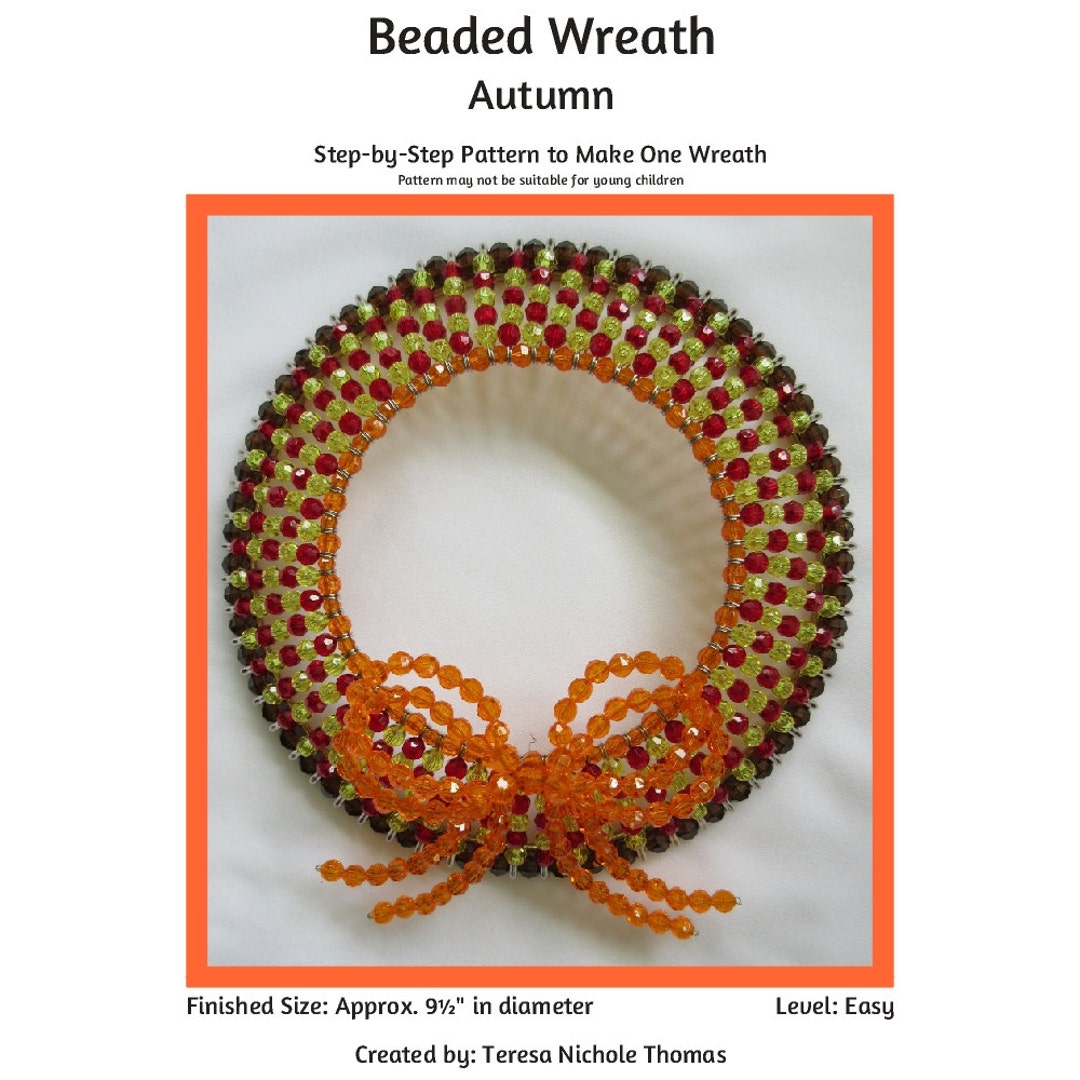 Autumn Beaded Wreath Safety Pin and Beading Pattern / Tutorial PDF Step ...