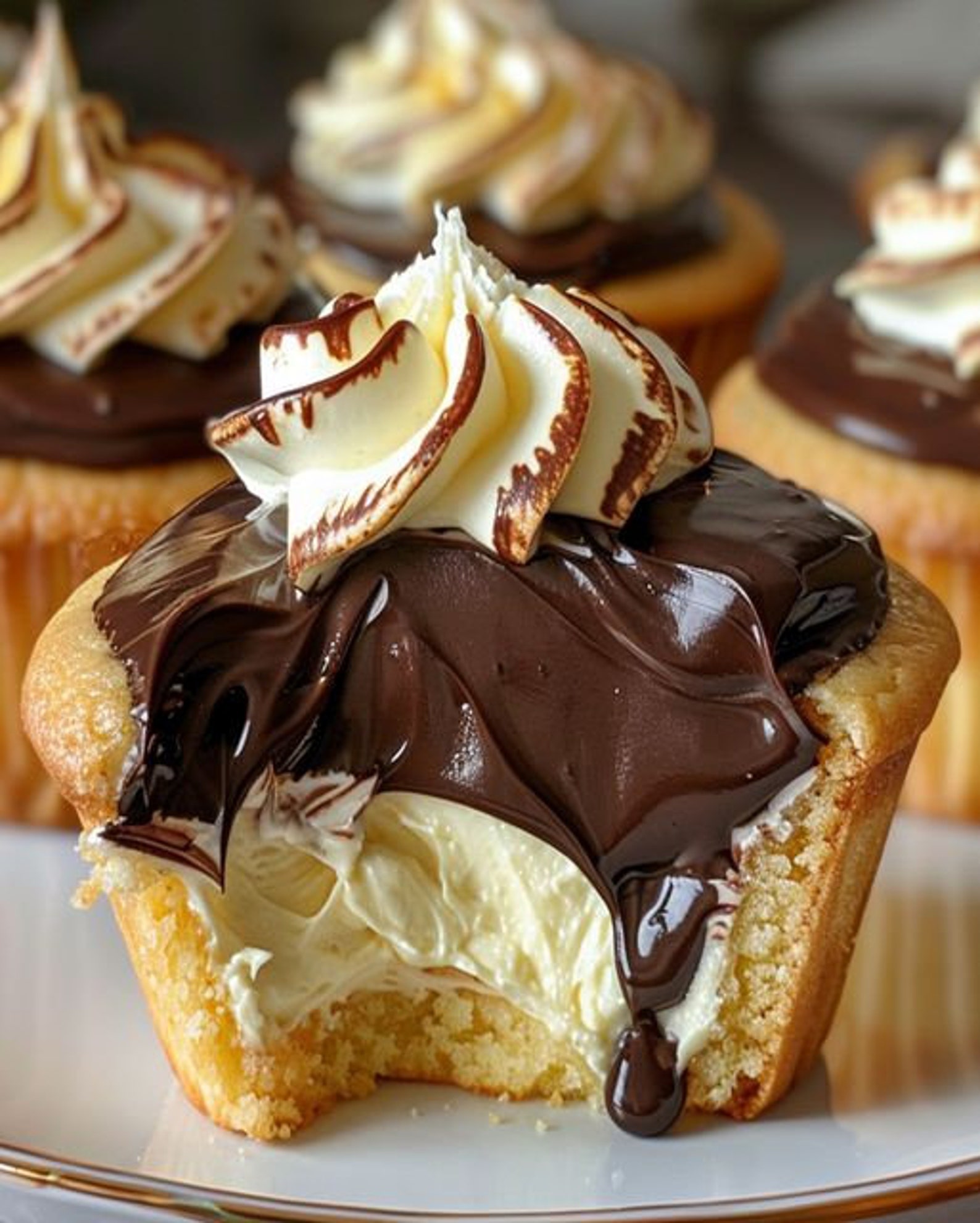 Best Homemade Cupcakes Filled With Creamy Custard and Topped With Rich ...