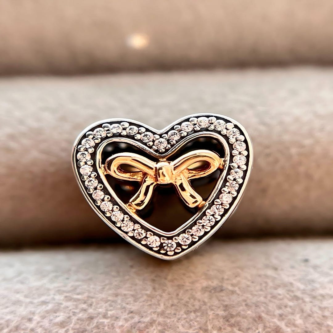 Heart-shaped Gold Bow String of Beads;charms Fits Pandora Bracelet - Etsy