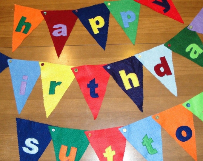 Happy Birthday Pennant Flags / Felt Bunting Banner - Etsy