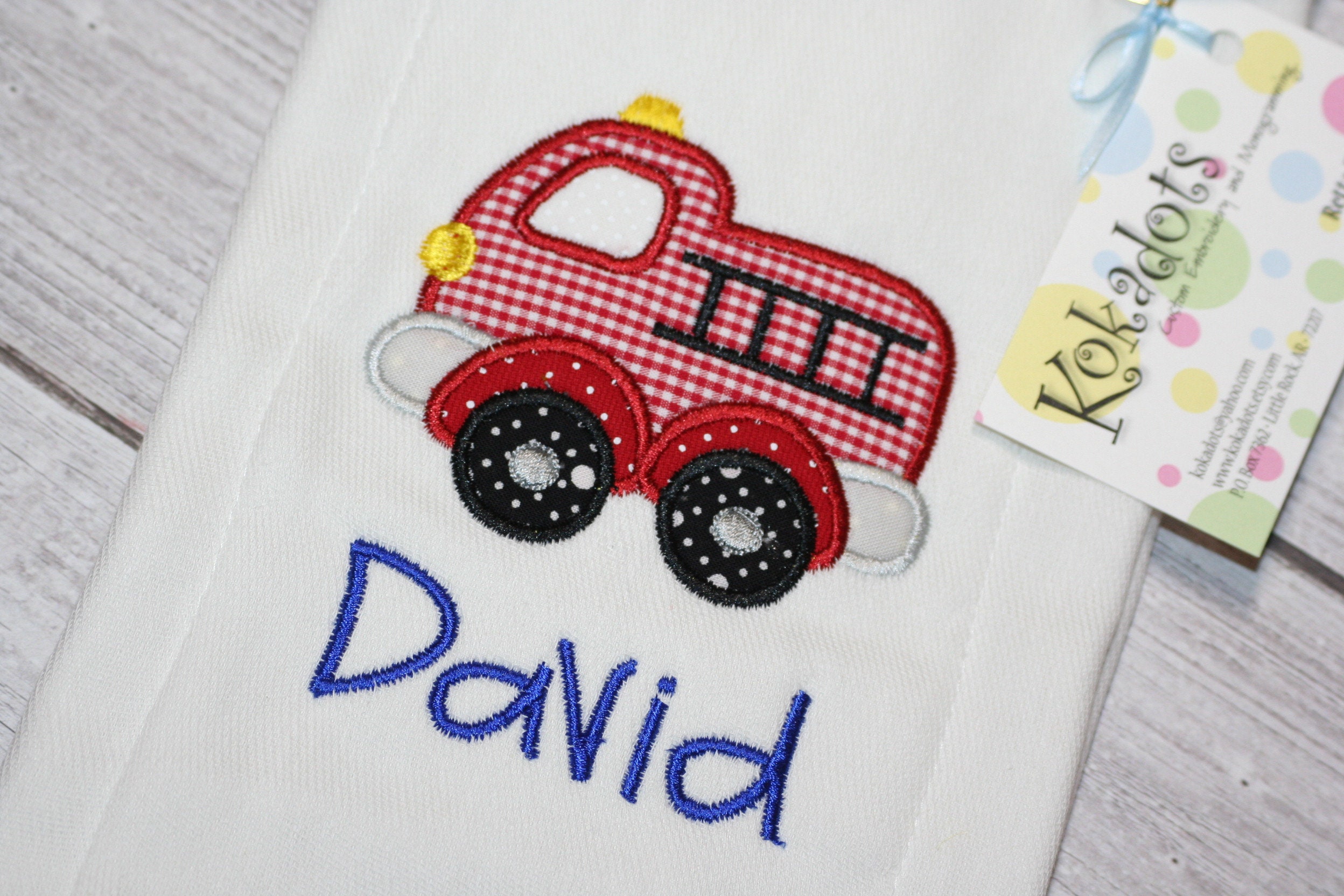 Fire Truck Burp Cloth, Fire Hydrant Burp Cloth, Appliqued Burp Cloth ...