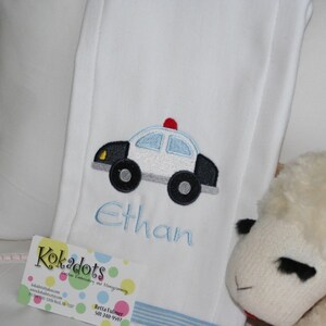 Policeman Burp Cloth, Police Car Burp Cloth, Embroidered and ...
