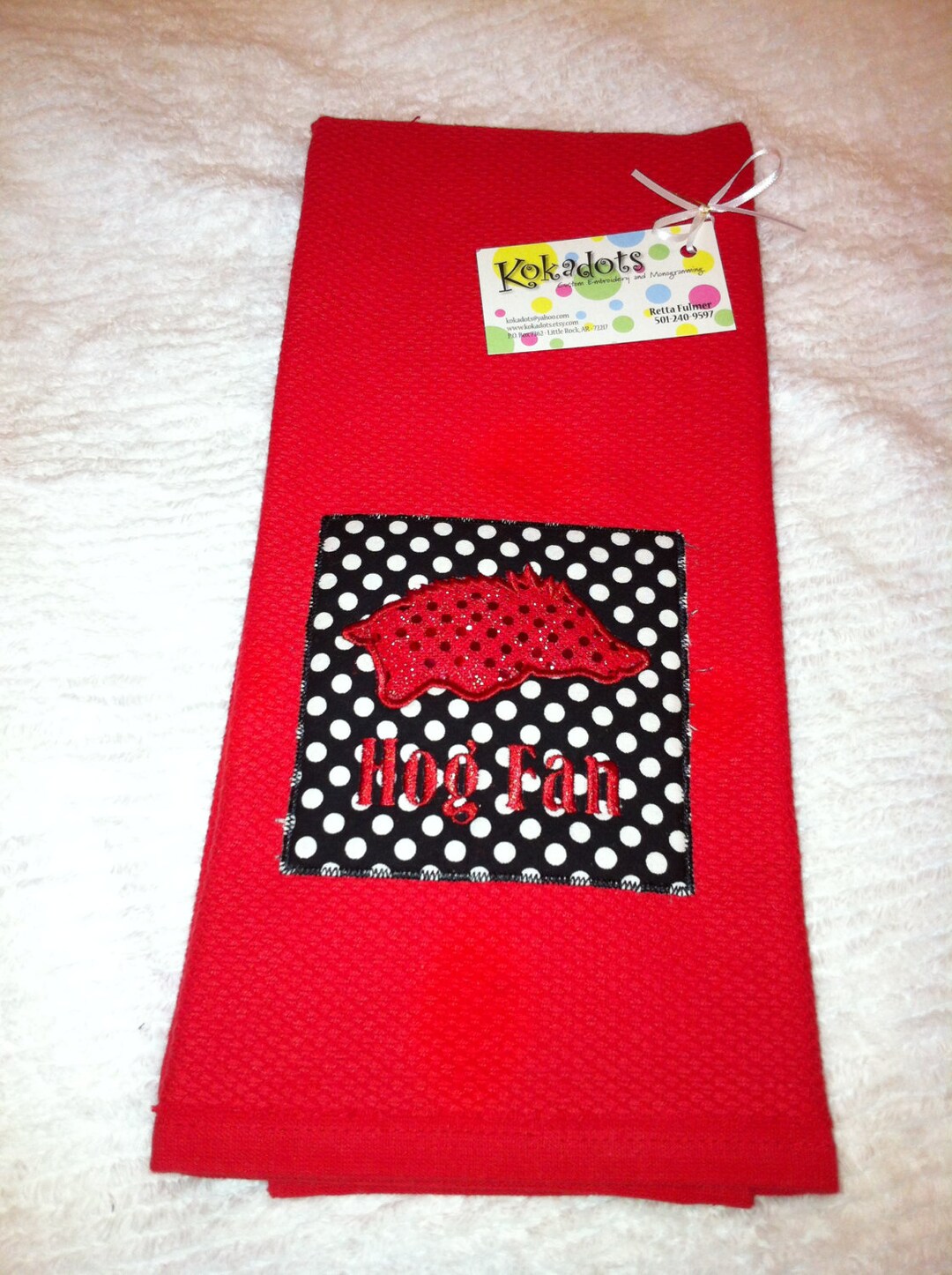 Arkansas Kitchen Towel Razorback Kitchen Towel Hog Fan - Etsy