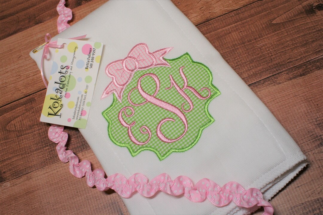 Personalized Girl Burp Cloth Bow Burp Cloth Monogrammed Burp - Etsy
