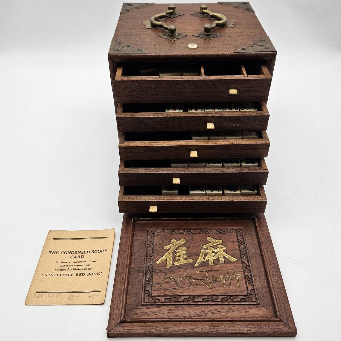 Antique Carved Dragon Wooden Mah Jong Set From 1920s, Wooden Box ...