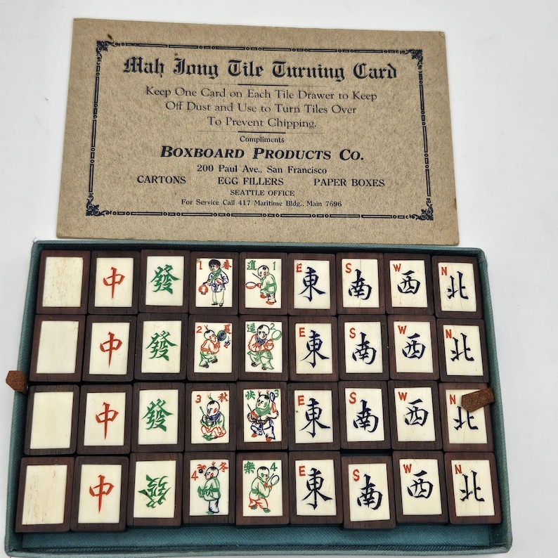 Extremely Rare! 1920s Mah Jong Set With Enrobed Bone and Solid Wood ...