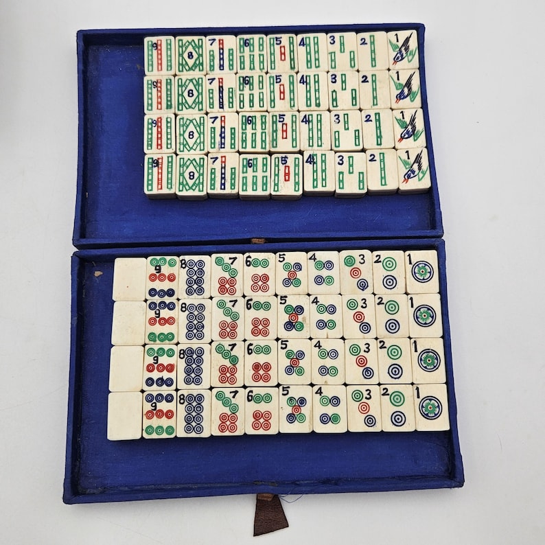 Rare Antique Travel Mini Mah Jong Set From 1920s W/ Leather Box ...