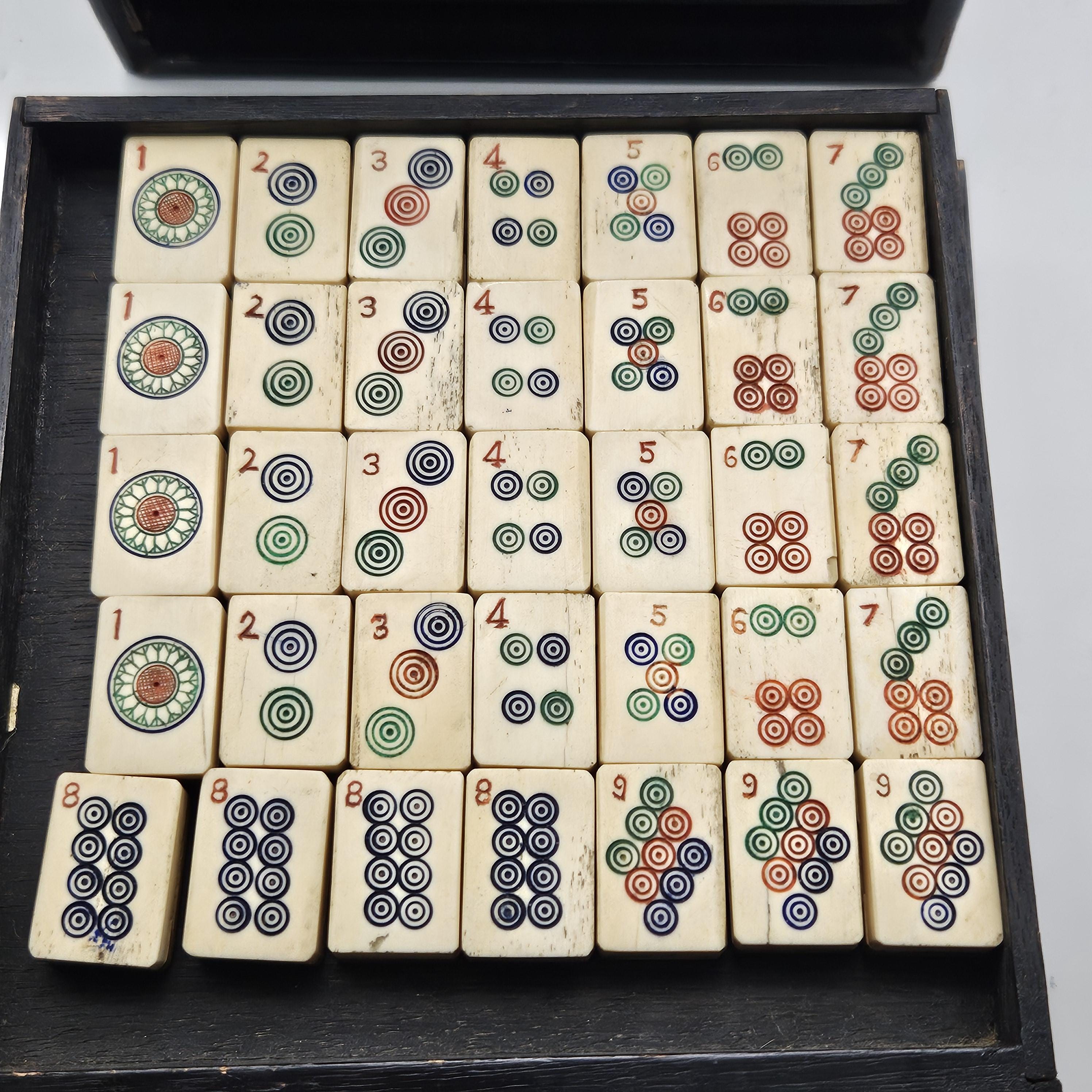 Antique Wooden Mah Jong Set From 1920s With Brass, Wooden Box Complete ...