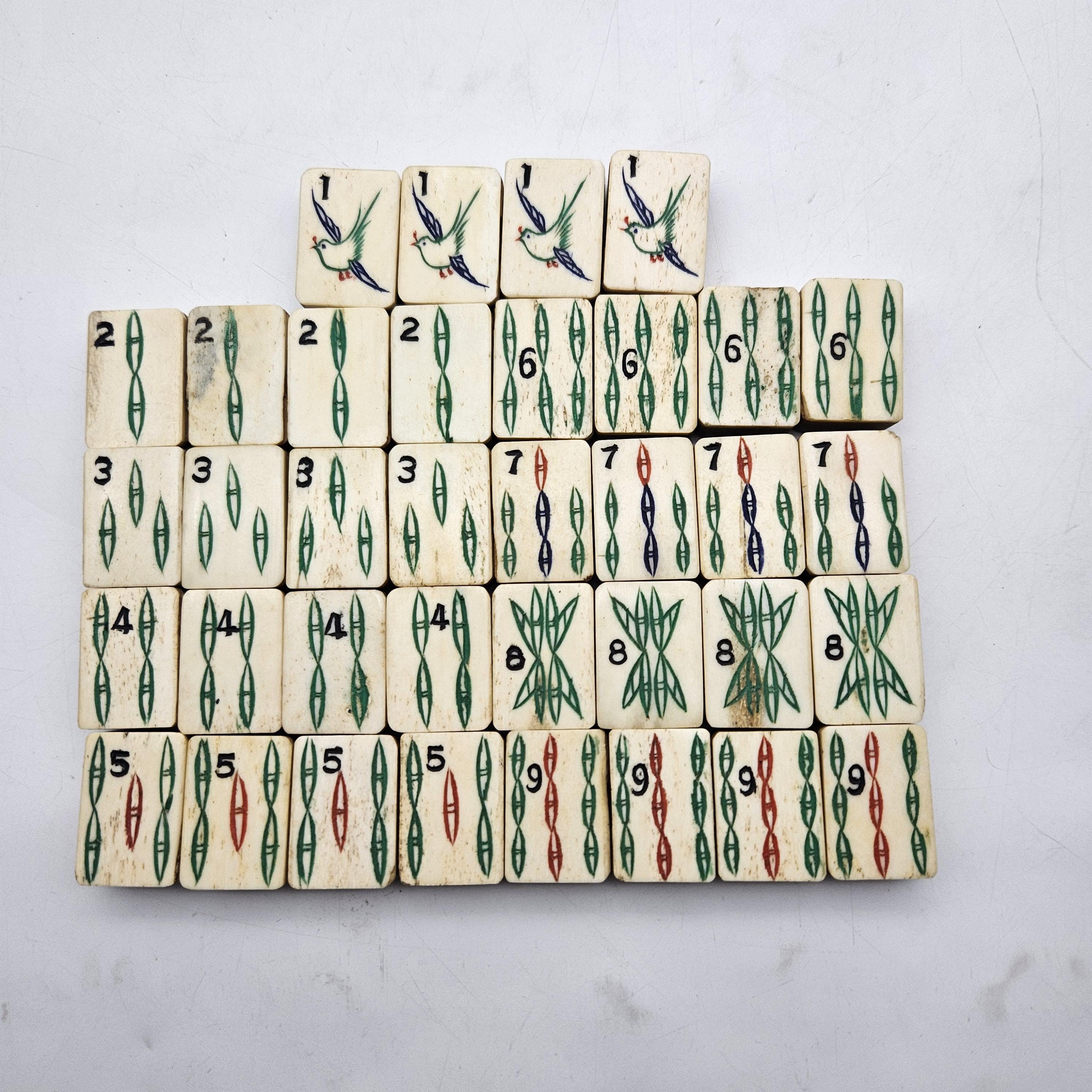 Wooden Mah Jong Set From the 1920s Complete Bone & Bamboo Tiles, 2 Wind ...