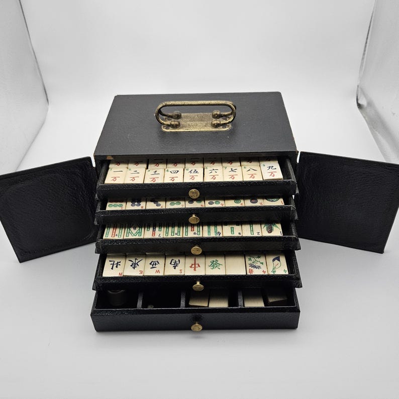 Mah Jong Set From the 1920s Wooden Box: Rare Two Door Construction ...