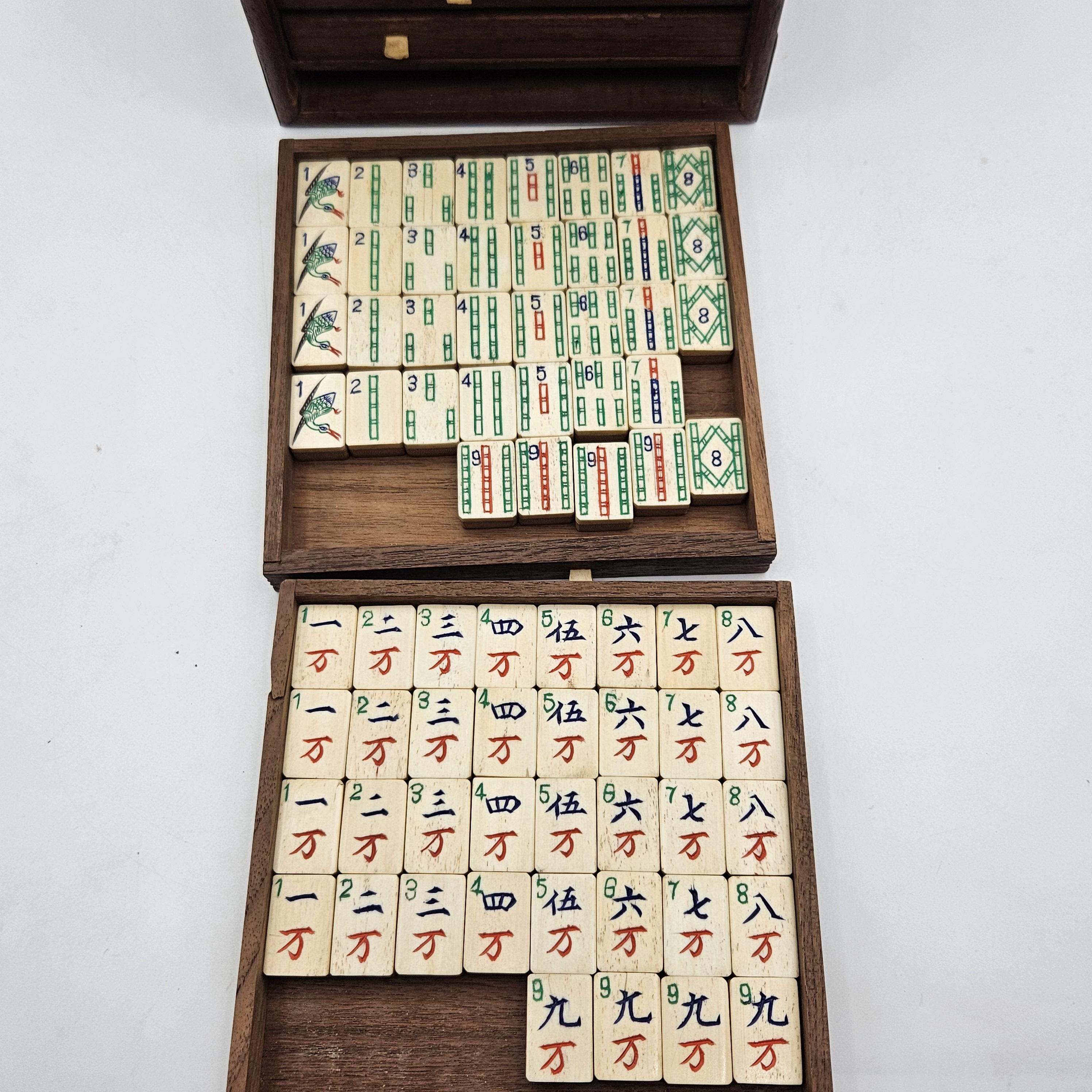 Antique Carved Dragon Wooden Mah Jong Set From 1920s, Wooden Box ...