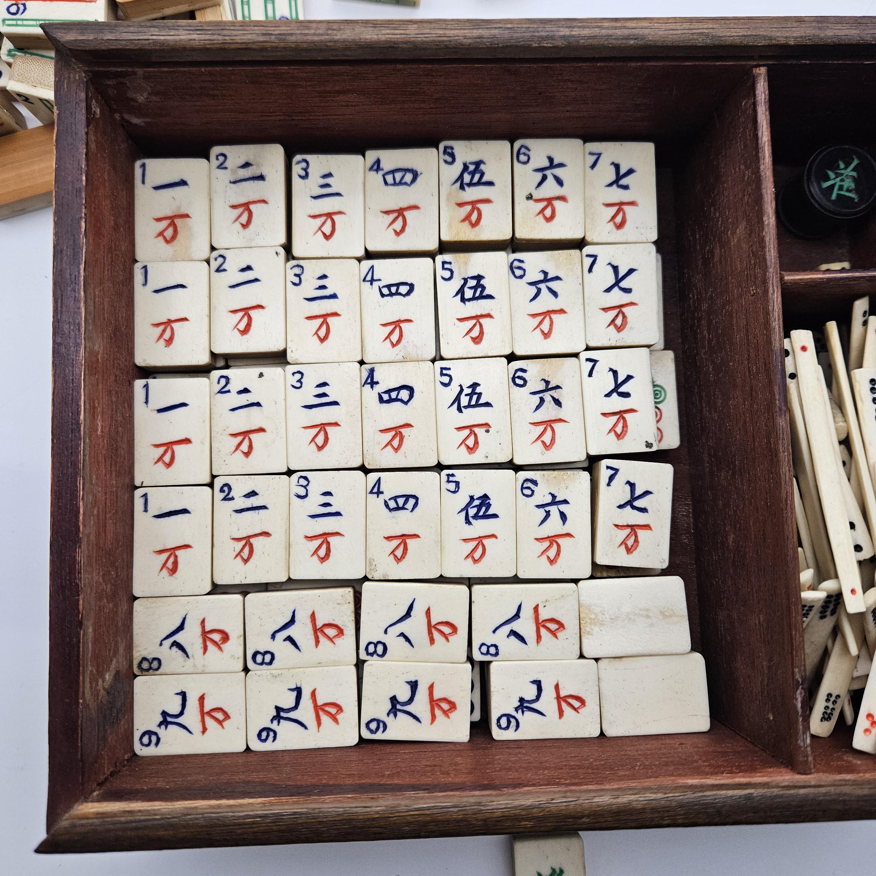 Antique Dovetail Wooden Mah Jong Set From 1920s. Wooden Box Complete ...
