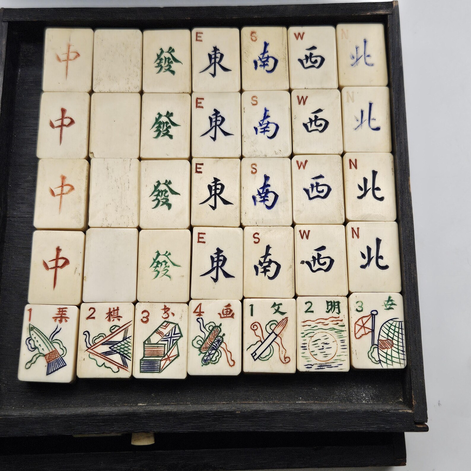 Antique Wooden Mah Jong Set From 1920s With Brass, Wooden Box Complete ...
