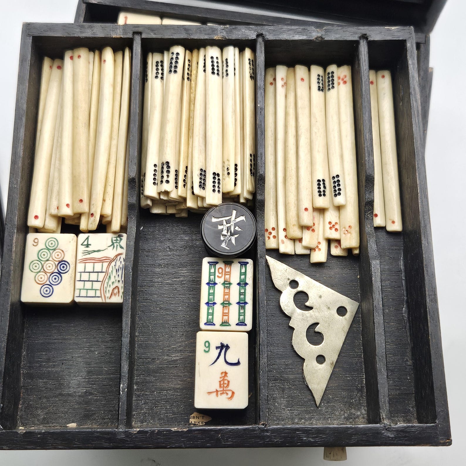 Antique Wooden Mah Jong Set From 1920s With Brass, Wooden Box Complete ...