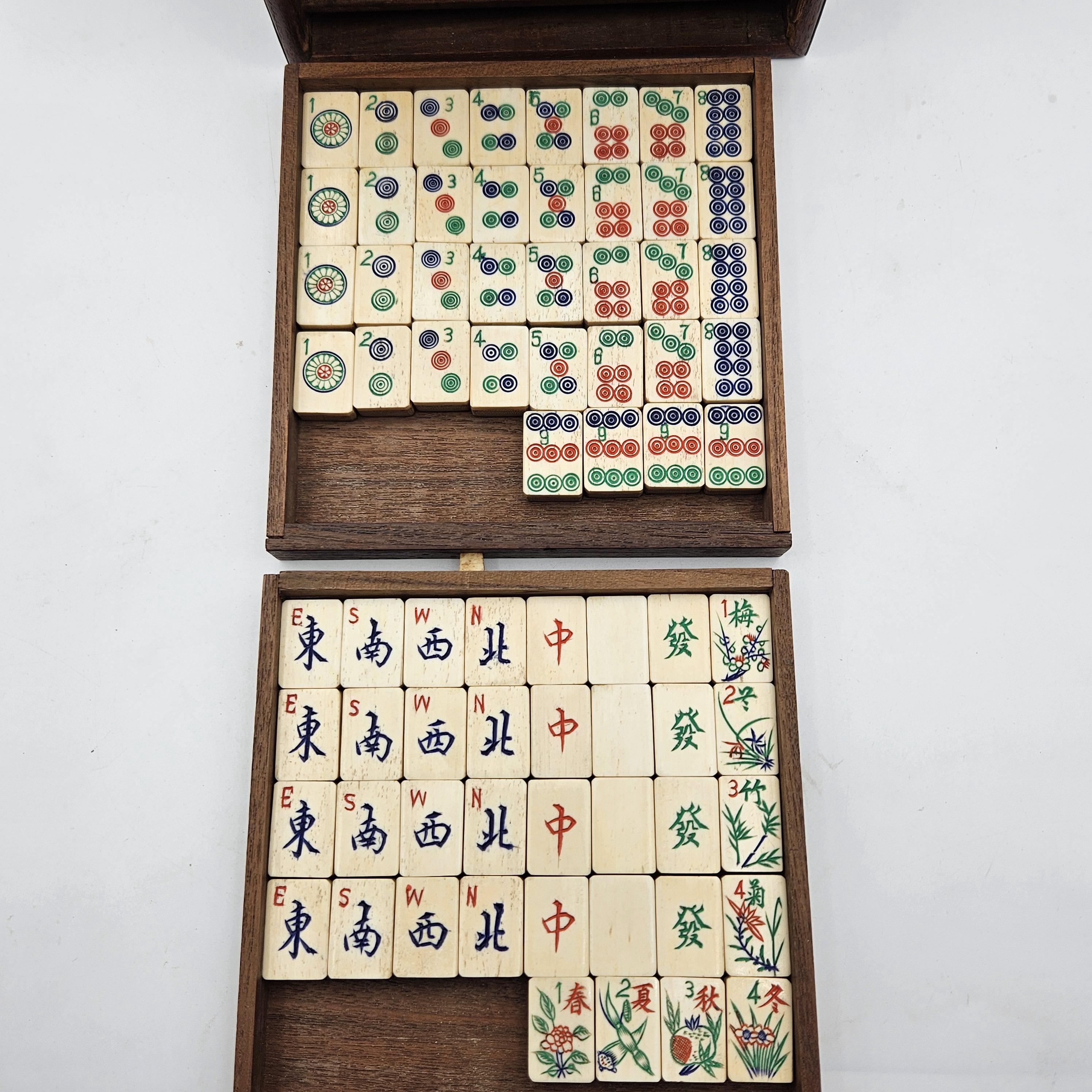 Antique Carved Dragon Wooden Mah Jong Set From 1920s, Wooden Box ...