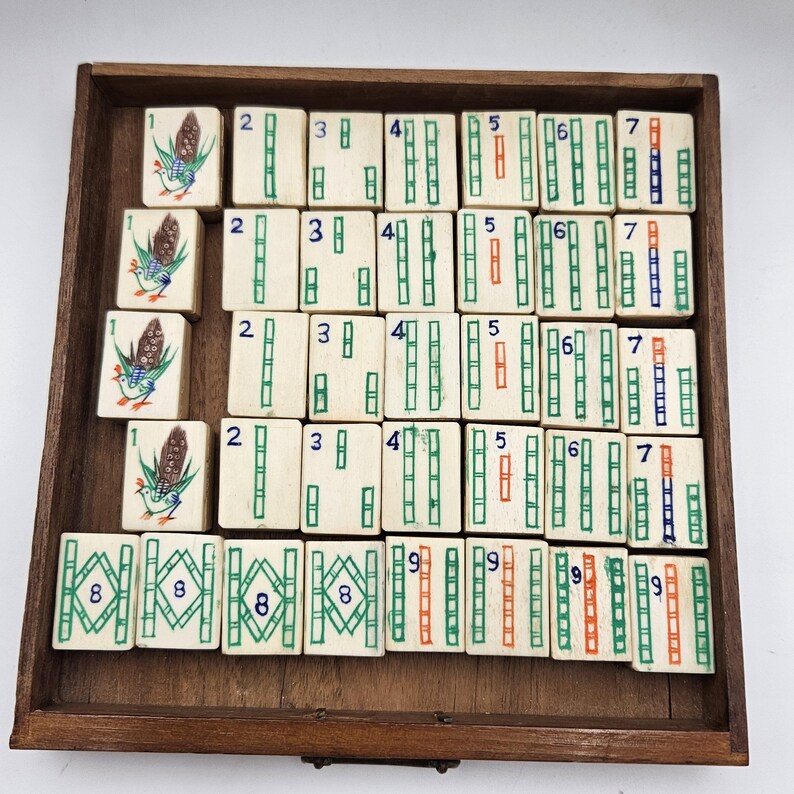 Mah Jong Set From the 1920s Wooden Box: Rare Two Door Construction ...