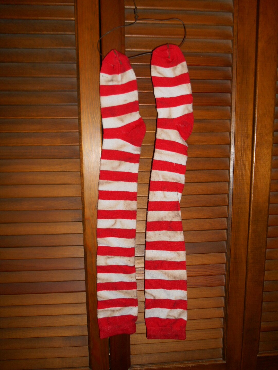 Red & White Stripe, Grungy Primitive Socks Stockings - Valentine,santa ...