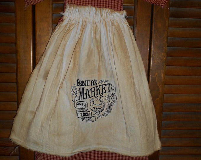 FARMER'S MARKET Primitive Dress With Apron Red Check, Country, Grungy ...