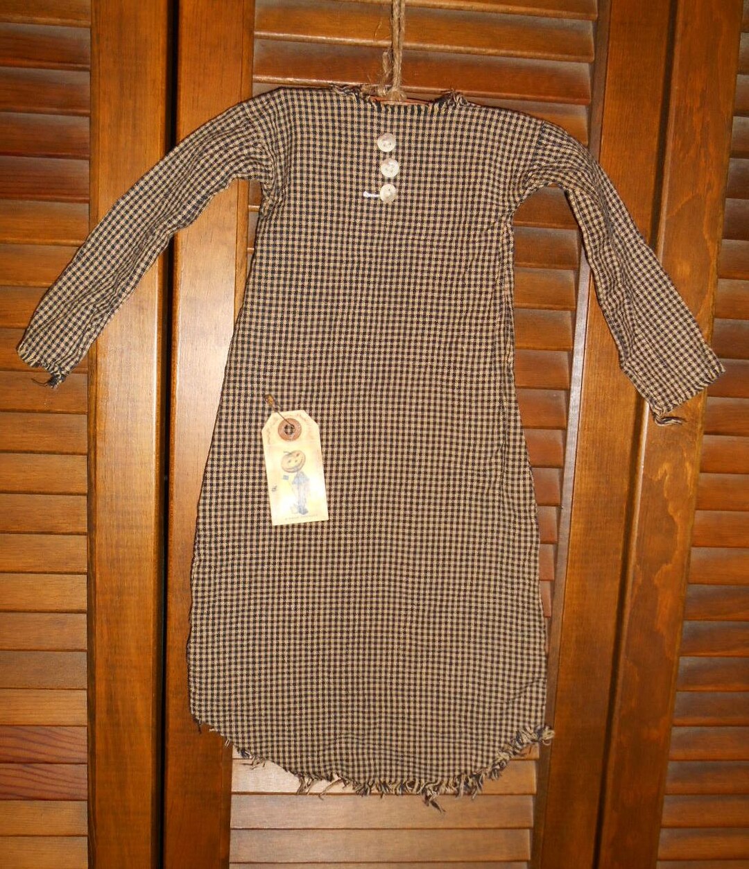 BLACK CHECK NIGHTSHIRT, Primitive Dress Decor, Primitive Decor ...