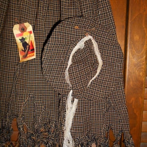 RAGGEDY WITCH Black Tan Plaid Homespun, HAG, Primitive Dress Wall Decor ...