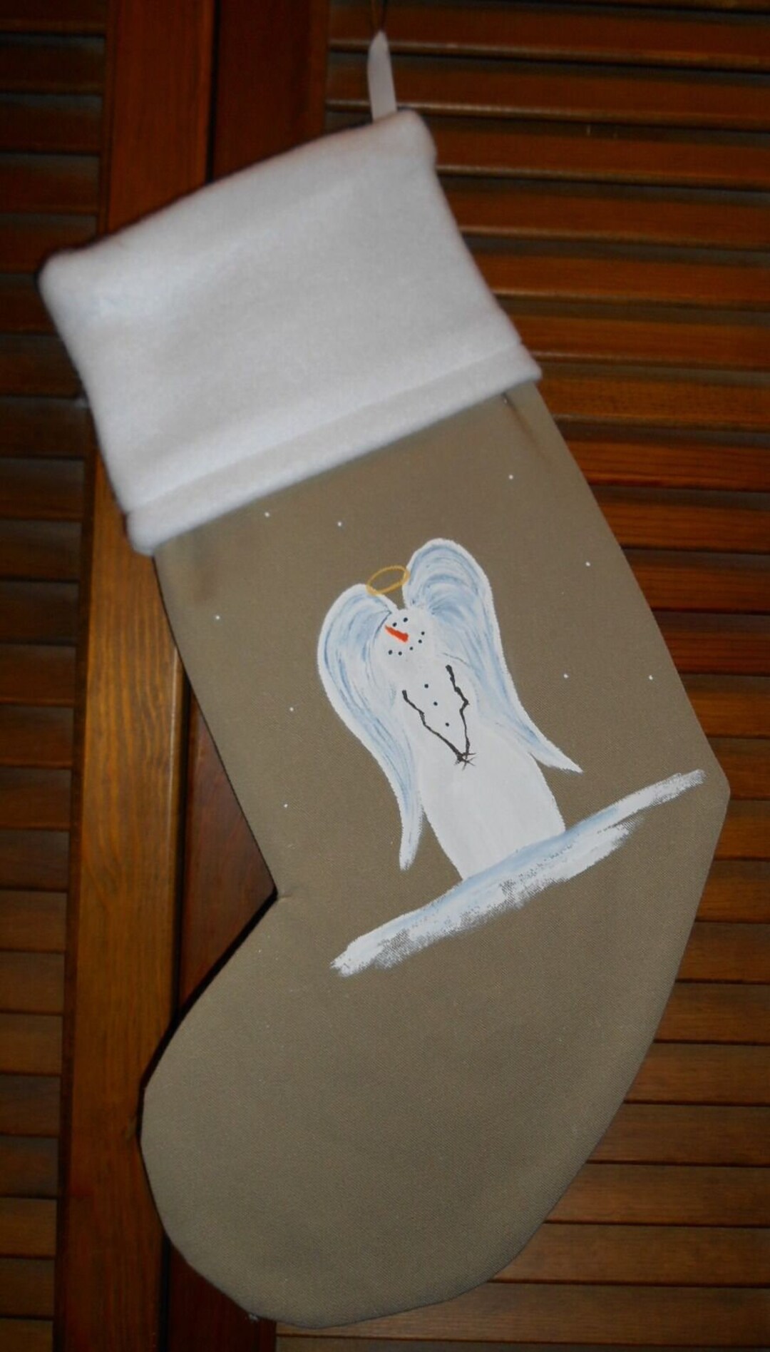 SNOW ANGEL Wings, Halo Handpainted Christmas Stocking, Folk Art - Etsy