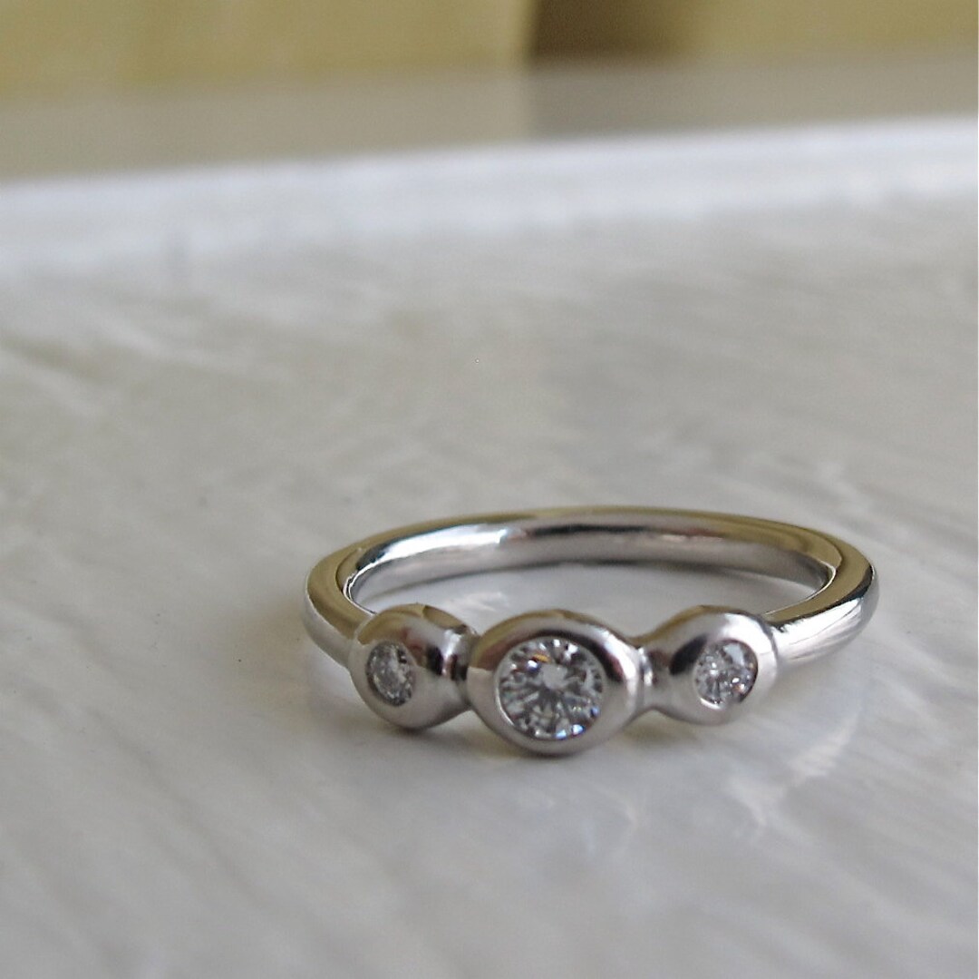 Diamond Anniversary Ring, Recycled Precious Metal Three Stone Diamond ...