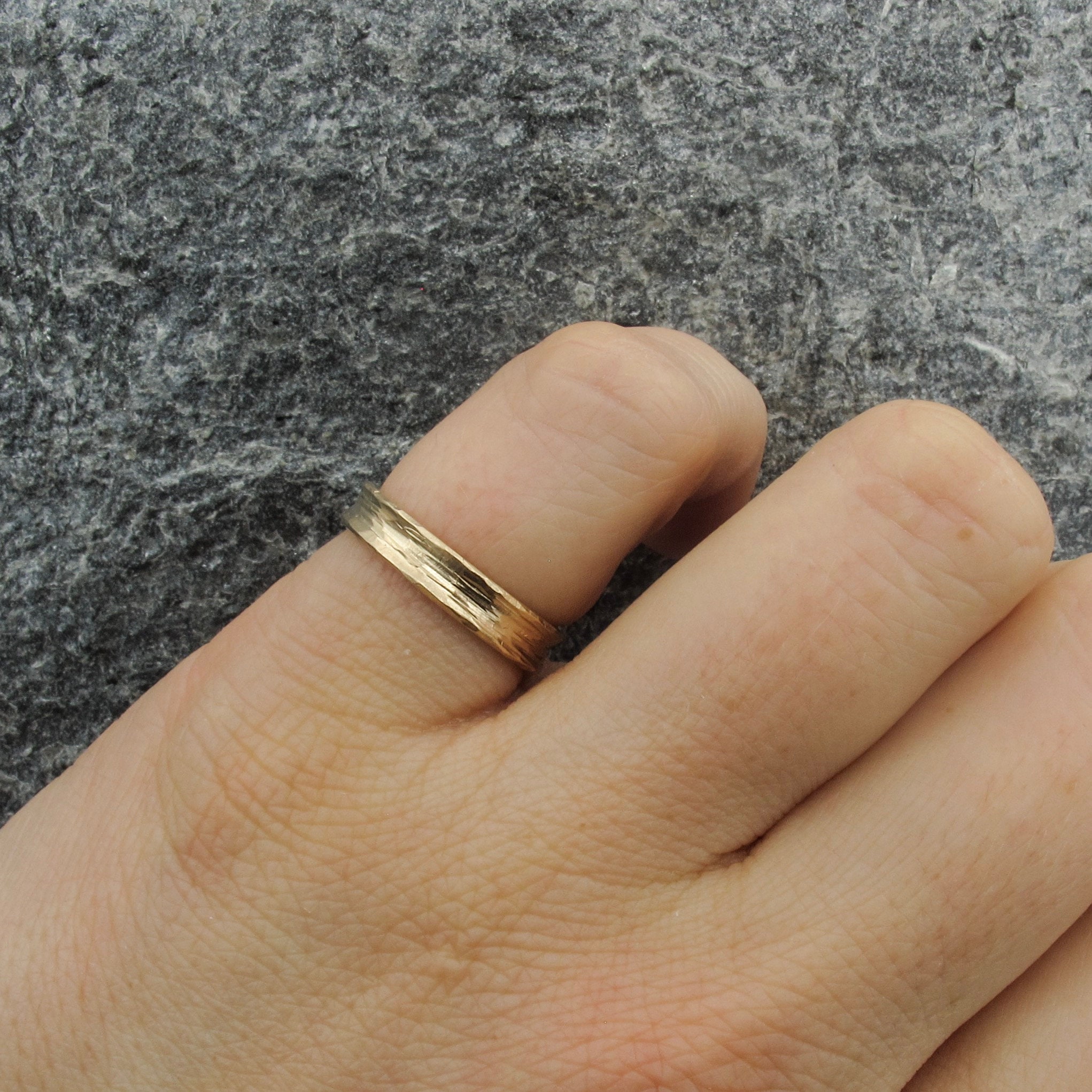 Recycled gold ring with organic textures rustic wedding band | Etsy