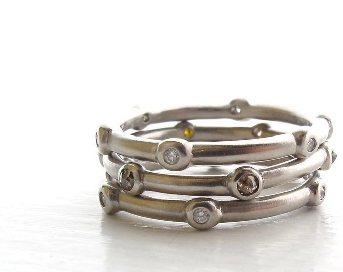 SAMPLE Sale-scattered 6 Stone Ring Stack - Etsy