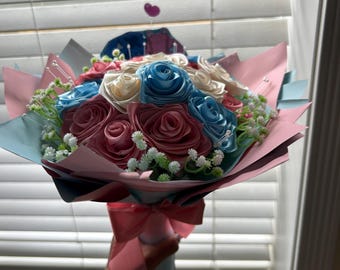 Stitch 32 Blue Rose Bouquet, for Her, Eternal Rose Bouquet, Birthday ...