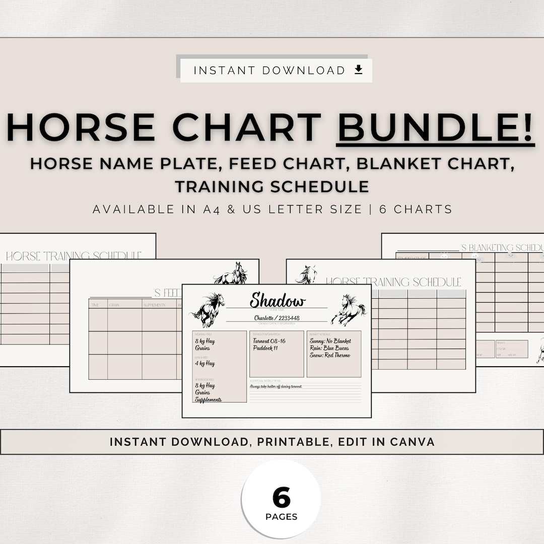 Horse Chart Bundle, Stall Front Charts, Horse Name Plate, Blanket ...