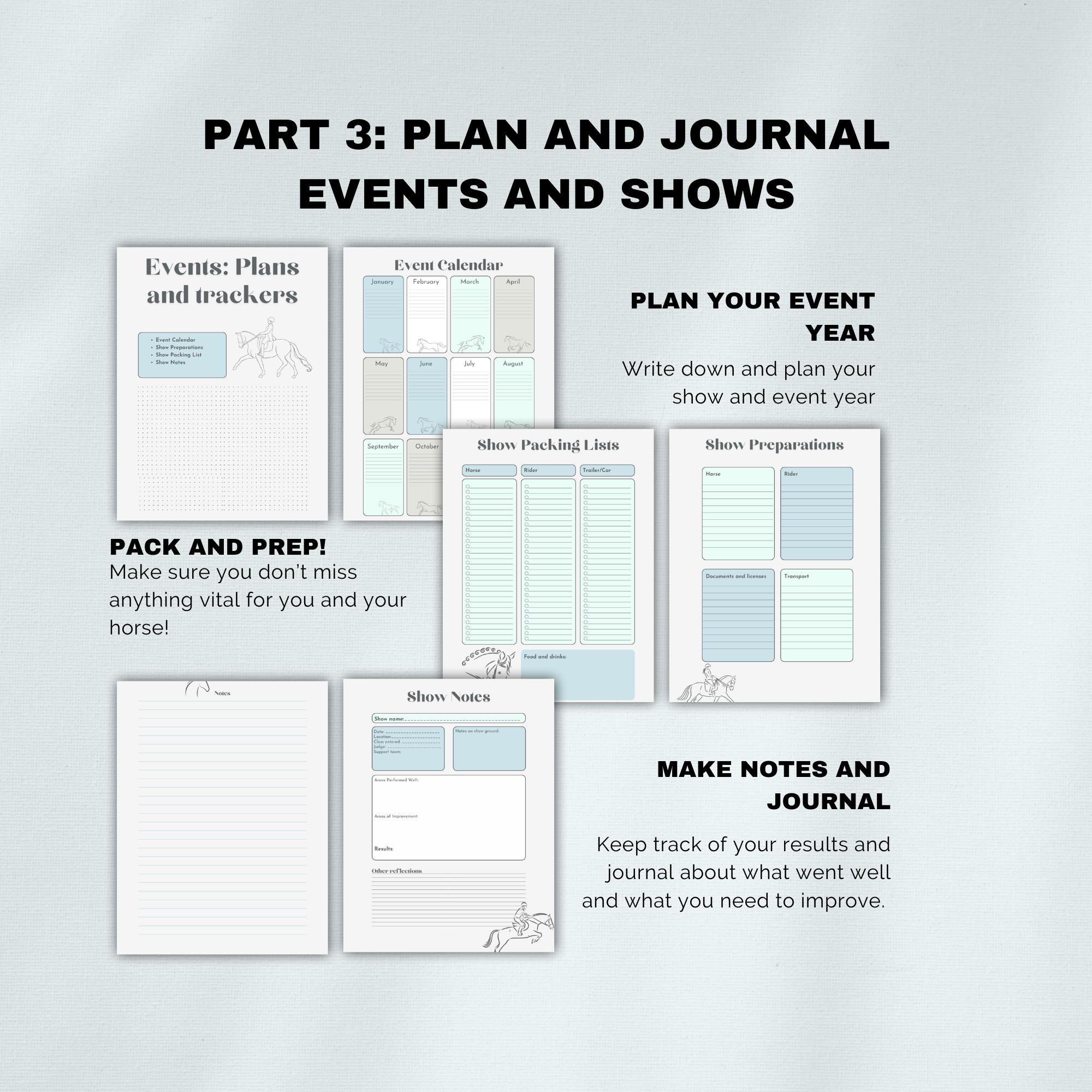 Equestrian Journal and Planner. Horse Training Log, Horse Health ...