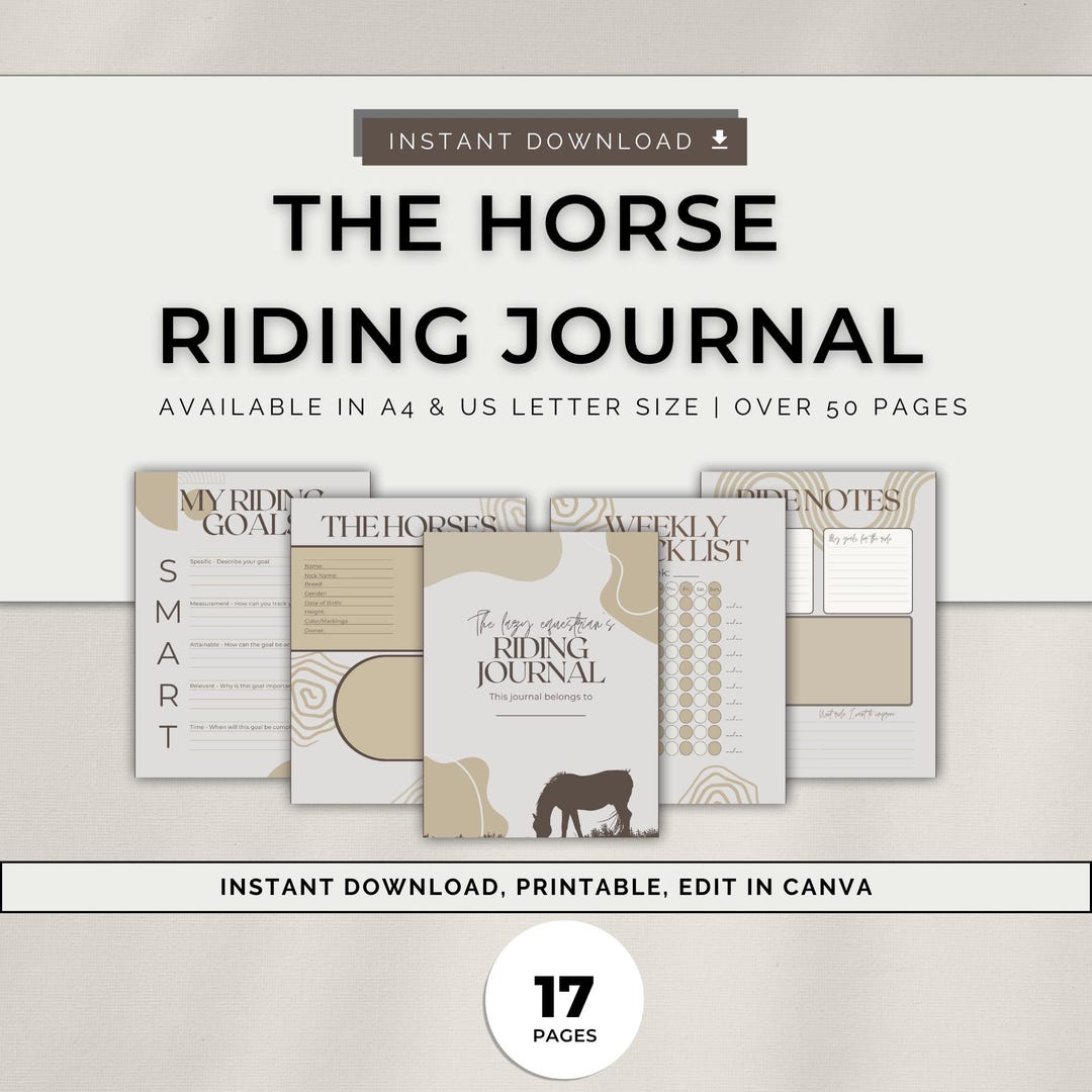 Horse Riding Planner and Log. Horse Training Log, Instant Download ...