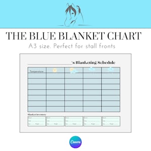 Horse Blanket Chart. Blue A3 Size. Stall Front Blanket Schedule. Charts ...