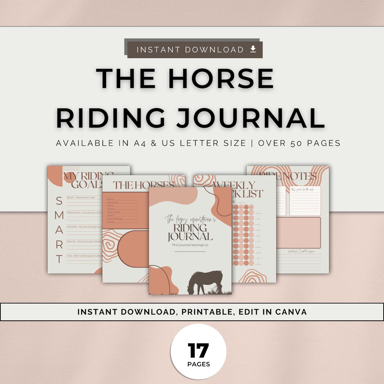 Horse Riding Planner and Log. Horse Training Log, DIGITAL Download ...