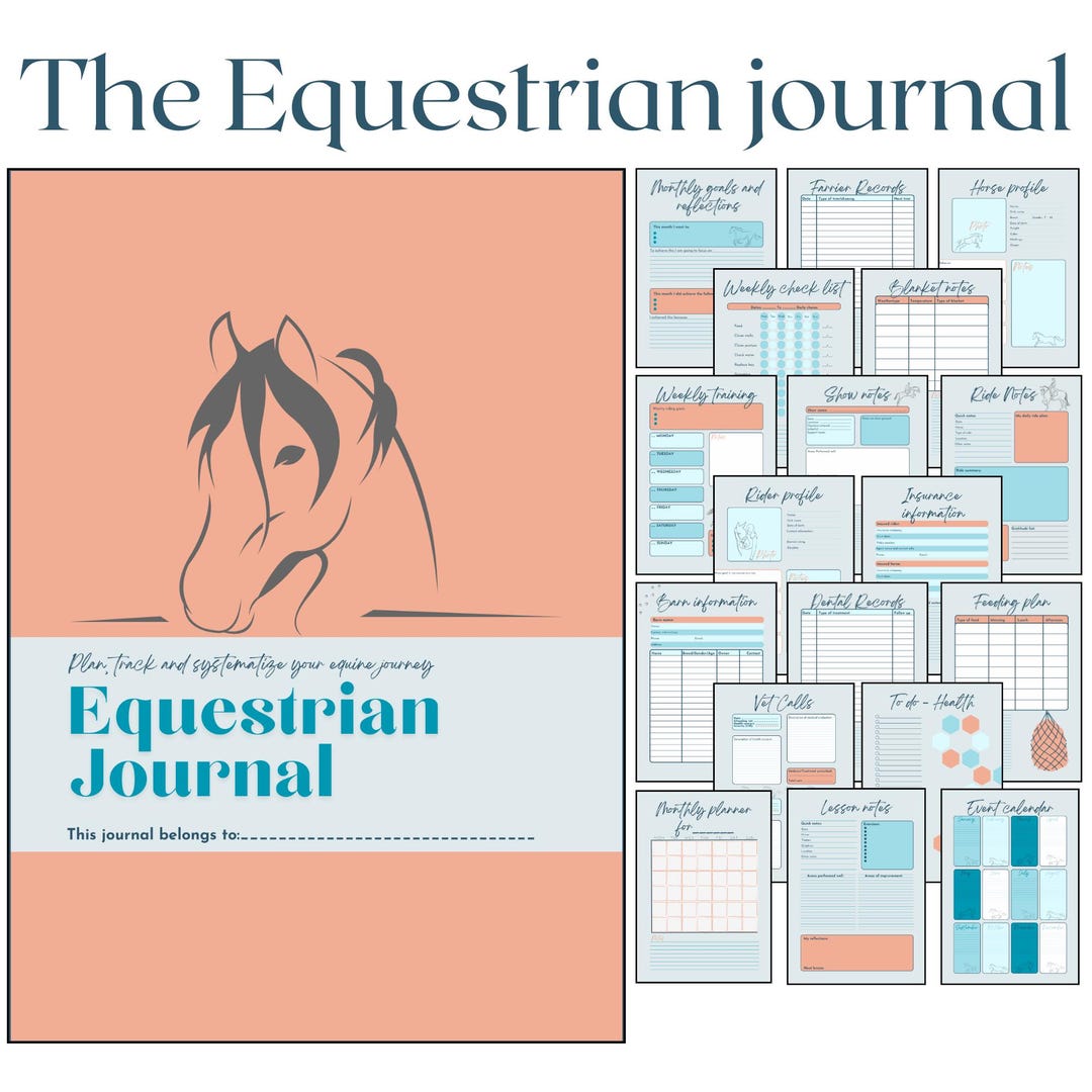 Equestrian Journal Planner Log. Horse and Rider Template Horse Riding ...