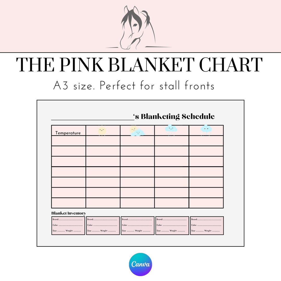 Horse Blanket Chart: Pink A3 Stall Schedule (canva Template, Instant ...