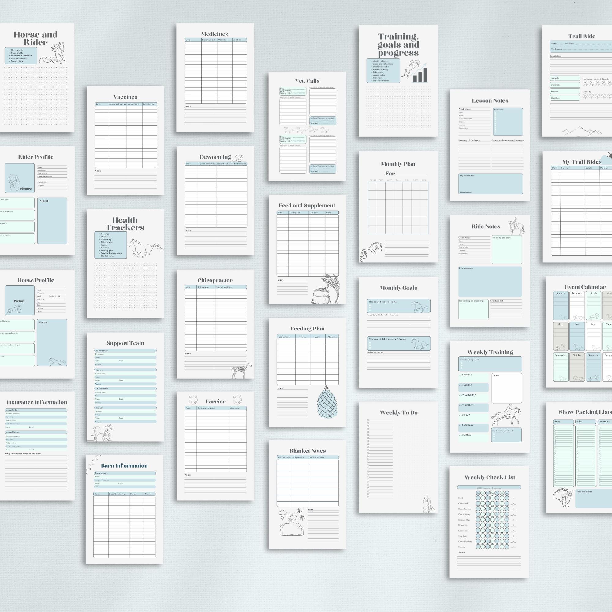Equestrian Journal and Planner. Horse Training Log, Horse Health ...