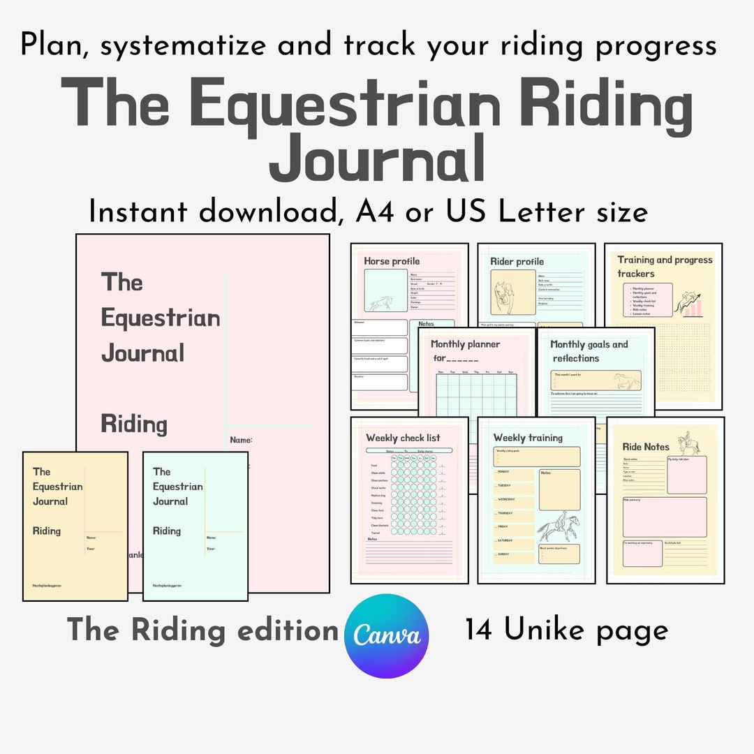 The Equestrian Riding Journal. Minimalistic Riding Tracker Planner ...