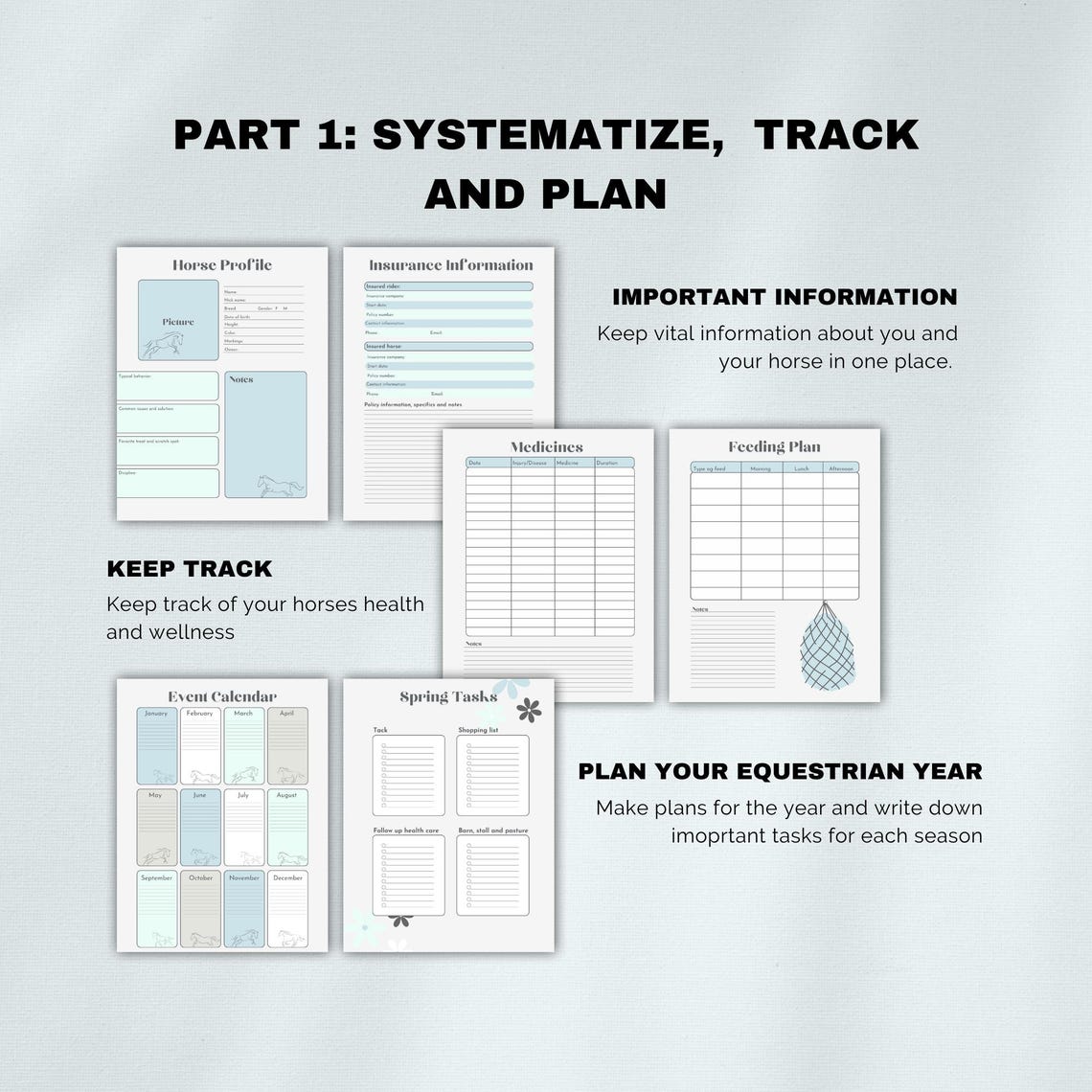 Equestrian Journal and Planner. Horse Training Log, Horse Health ...