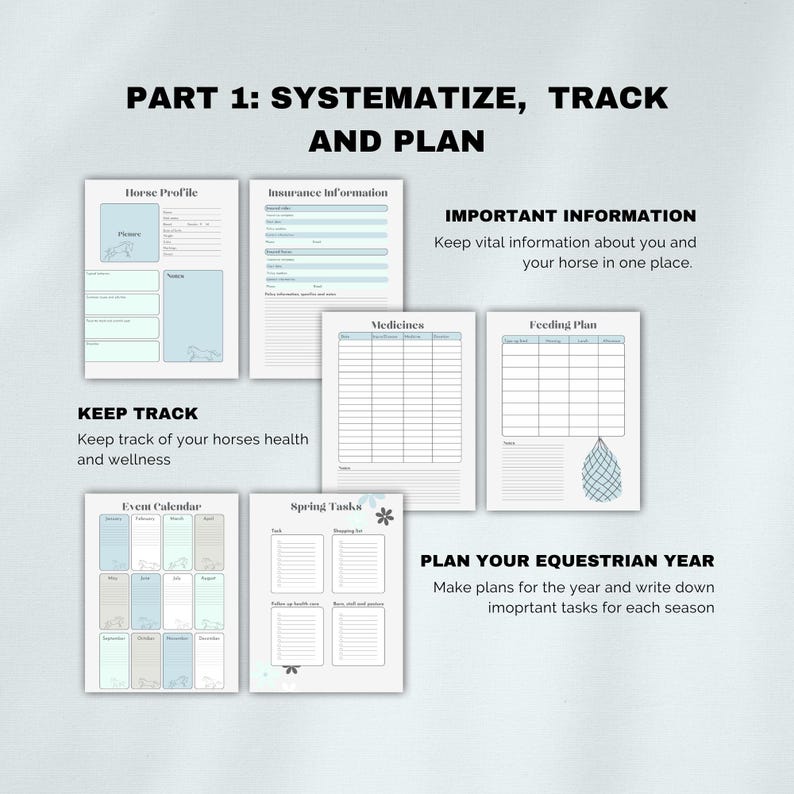 Equestrian Journal and Planner. Horse Training Log, Horse Health ...